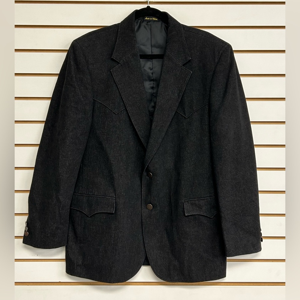 Circle S Western Cowboy Wear Denim Black Jacket 44r M… - Gem